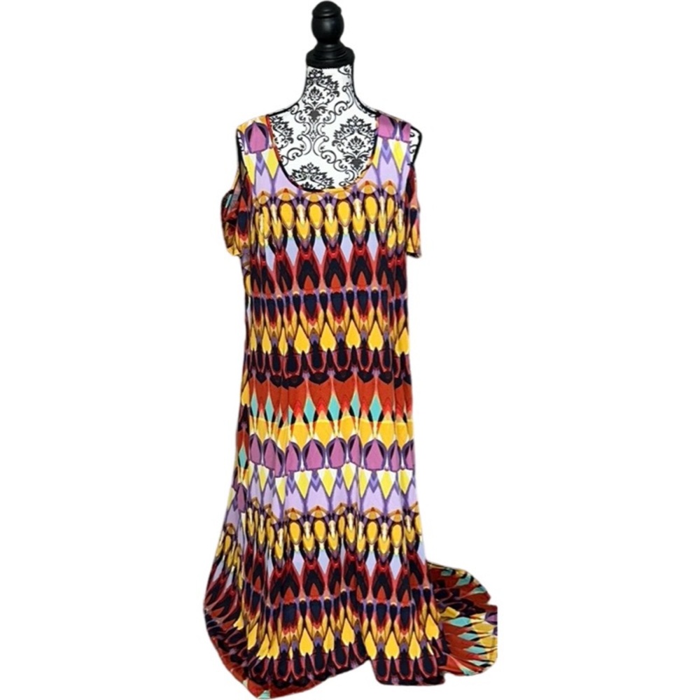 Kate And Mallory High Low Cold Shoulder Maxi Dress - Gem